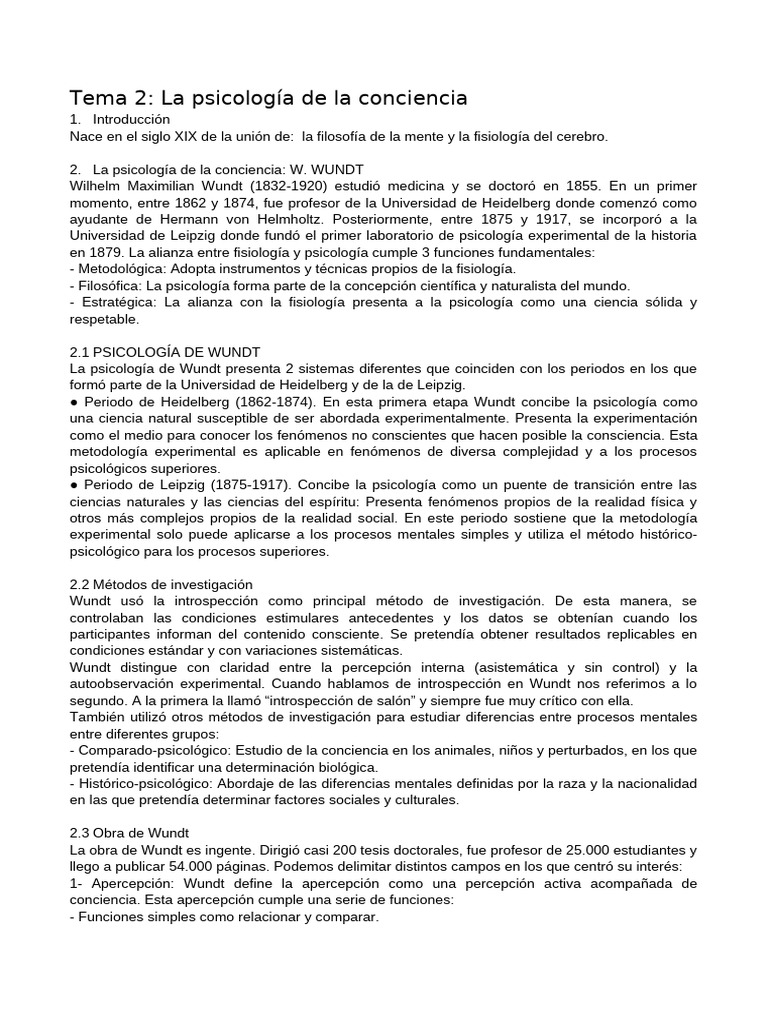 Tema 2 Historia de Psicologia | PDF | Sicología | Conceptos psicologicos