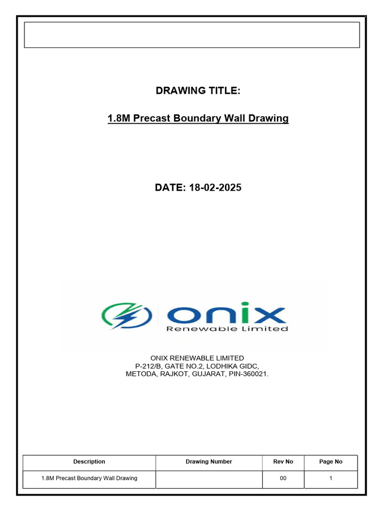 1.8M Precast Boundary Wall Drawing | PDF | Precast Concrete | Concrete