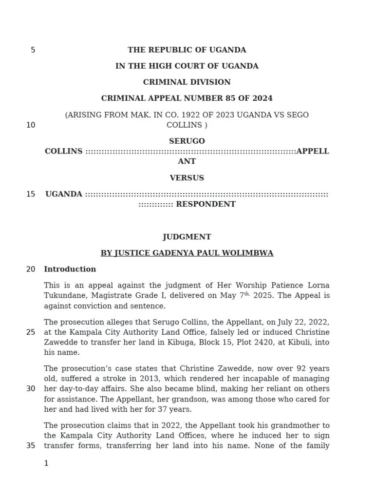 Serugo_Appeal__1 | PDF | Trials | Prosecutor