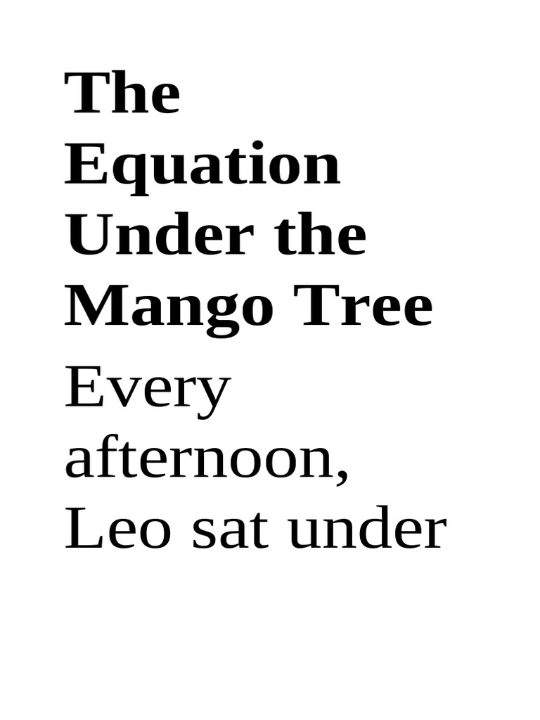 The Equation Under the Mango Tree | PDF