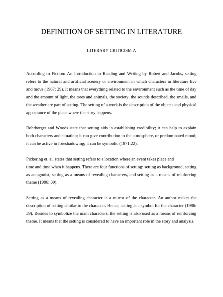 Definition of Setting in Literature | PDF