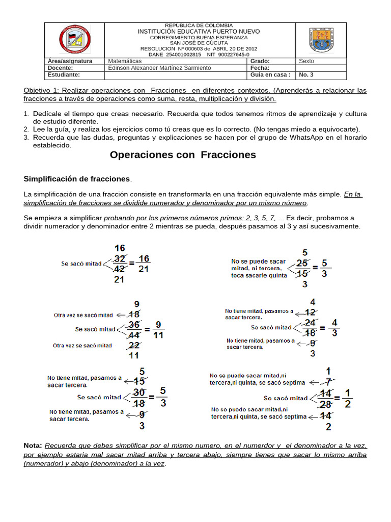 Guia 3 y 4 Cuarentena Sexto | PDF | Decimal | División (Matemáticas)