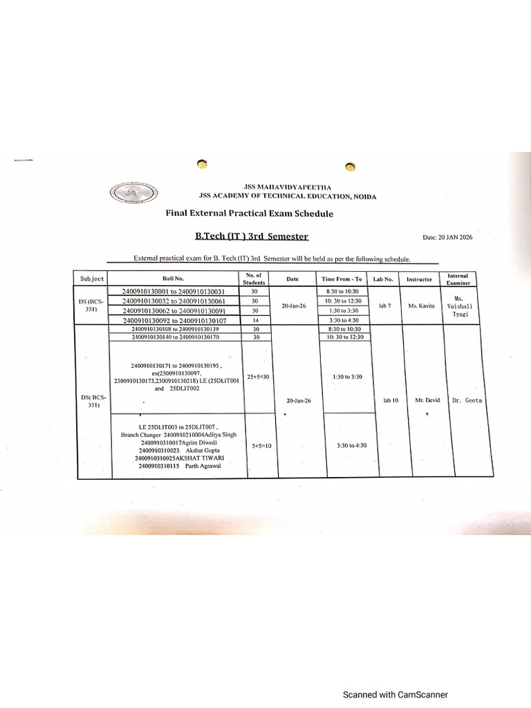 2nd Year IT Practical Schedule | PDF