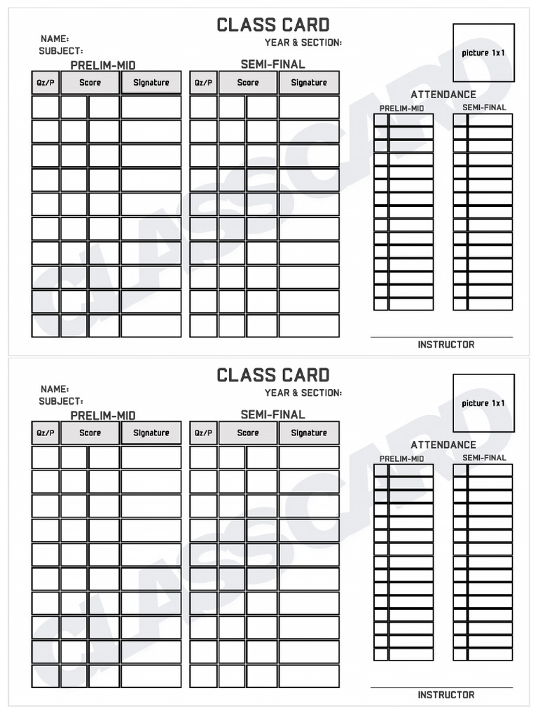 Class Card | PDF