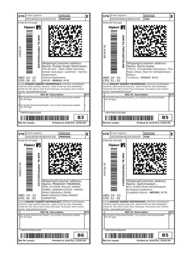 Flipkart Labels 23 Jan 2026-01-18_cropped Converted | PDF | Economy Of ...
