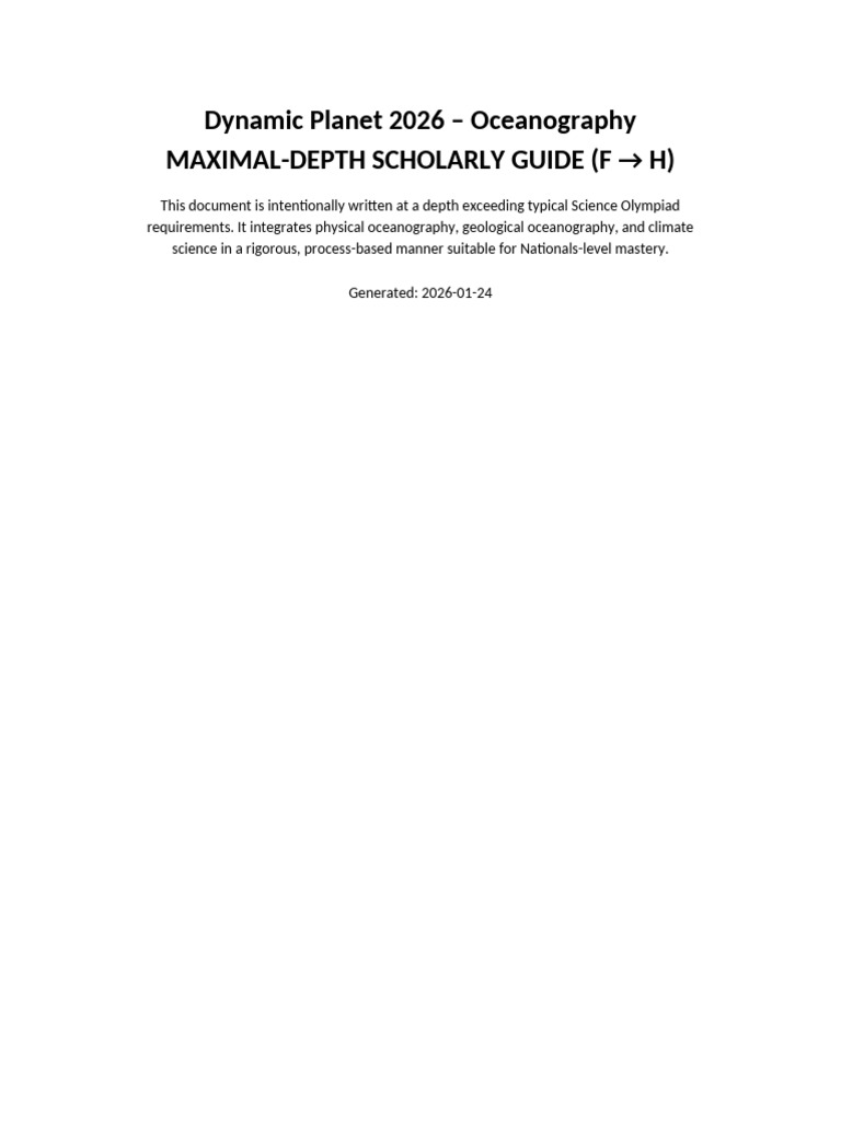 Dynamic Planet 2026 Oceanography F to H MAXIMAL Depth | PDF | Oceans ...