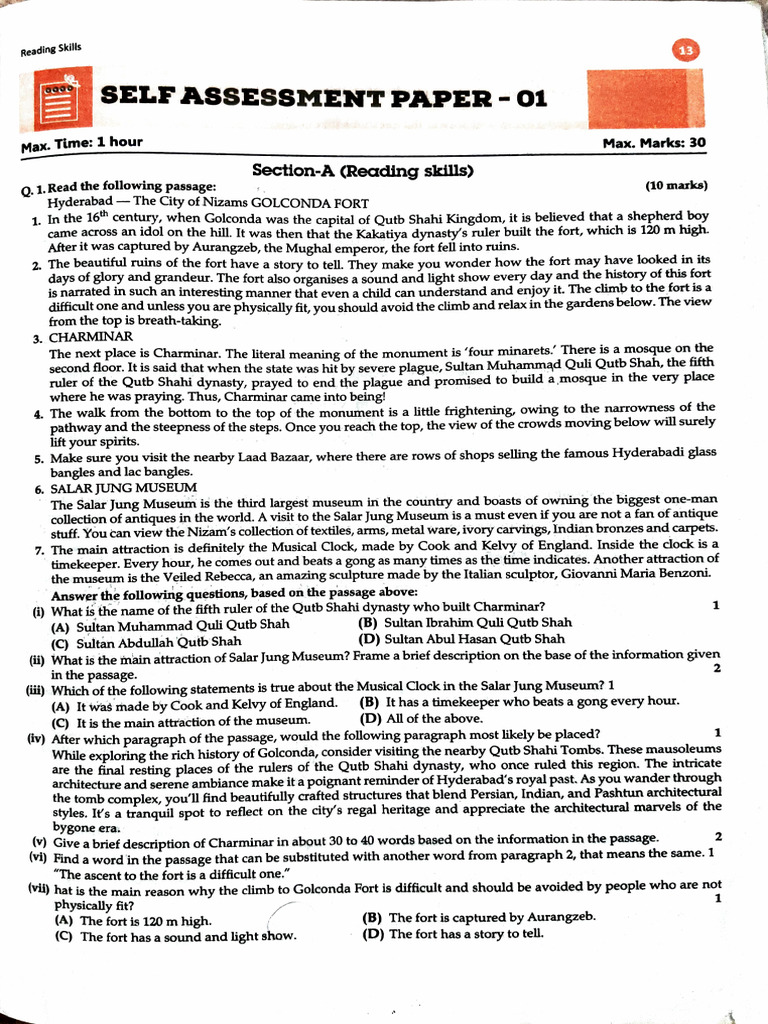 X English Self Assessment | PDF