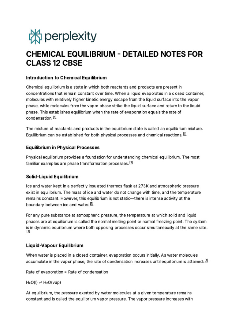 Understanding Chemical Equilibrium Concepts | PDF | Chemical ...