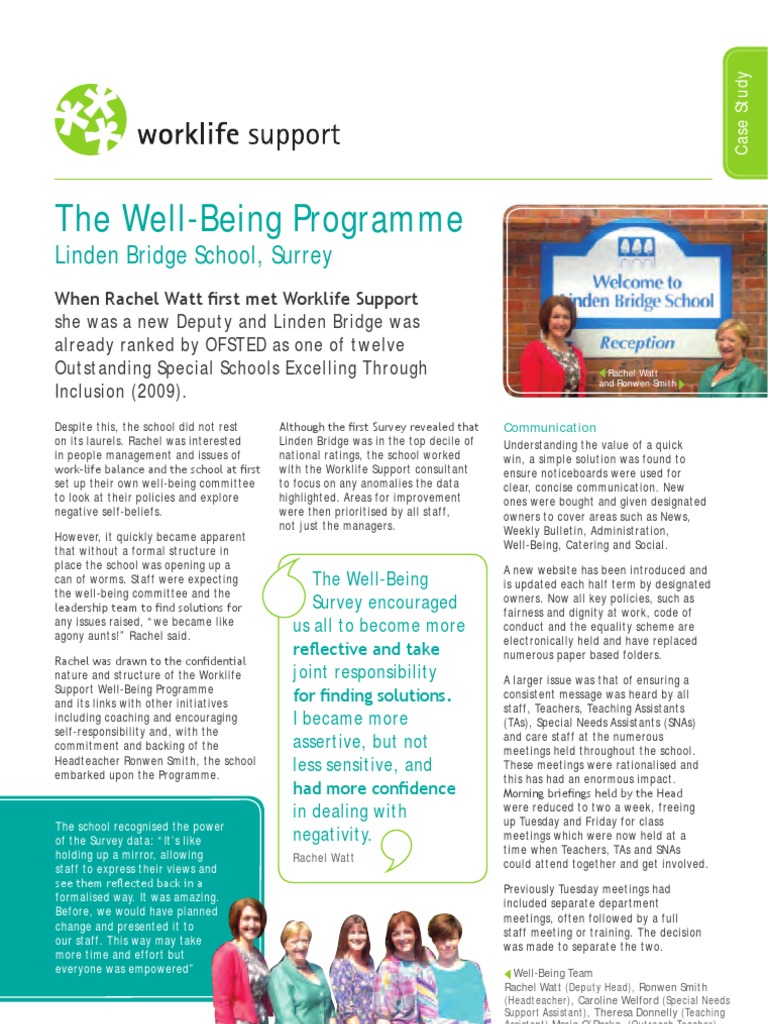 Linden Bridge School - Case Study | PDF | Well Being | Teaching Assistant