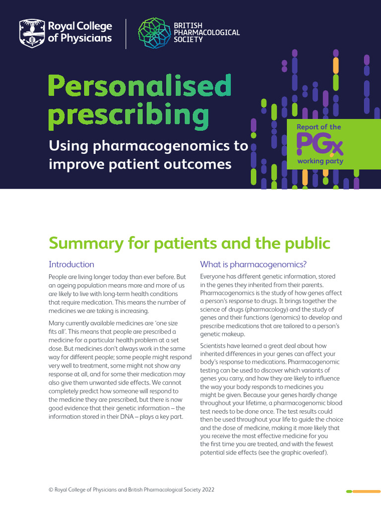 Personalised Prescribing Patient Summary 0 | PDF | Pharmacogenomics ...