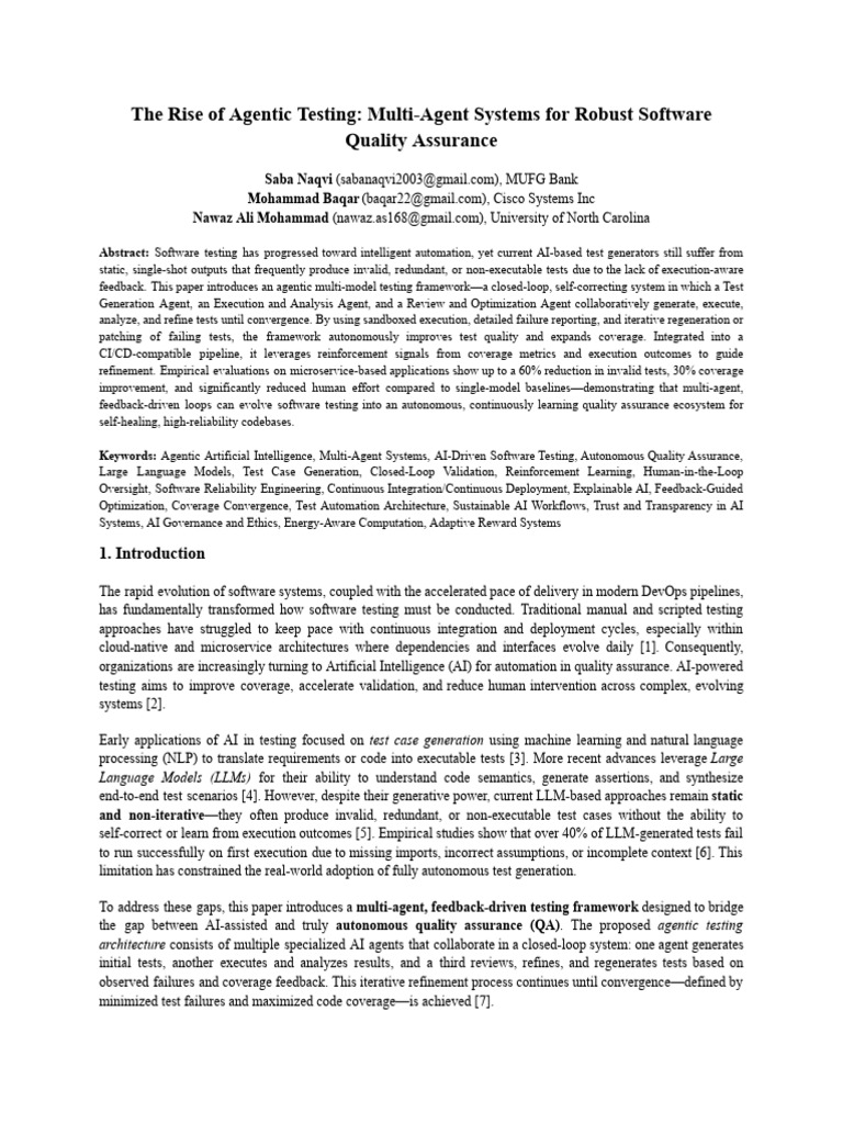 Agentic Testing: Multi-Agent QA Framework | PDF | Artificial ...
