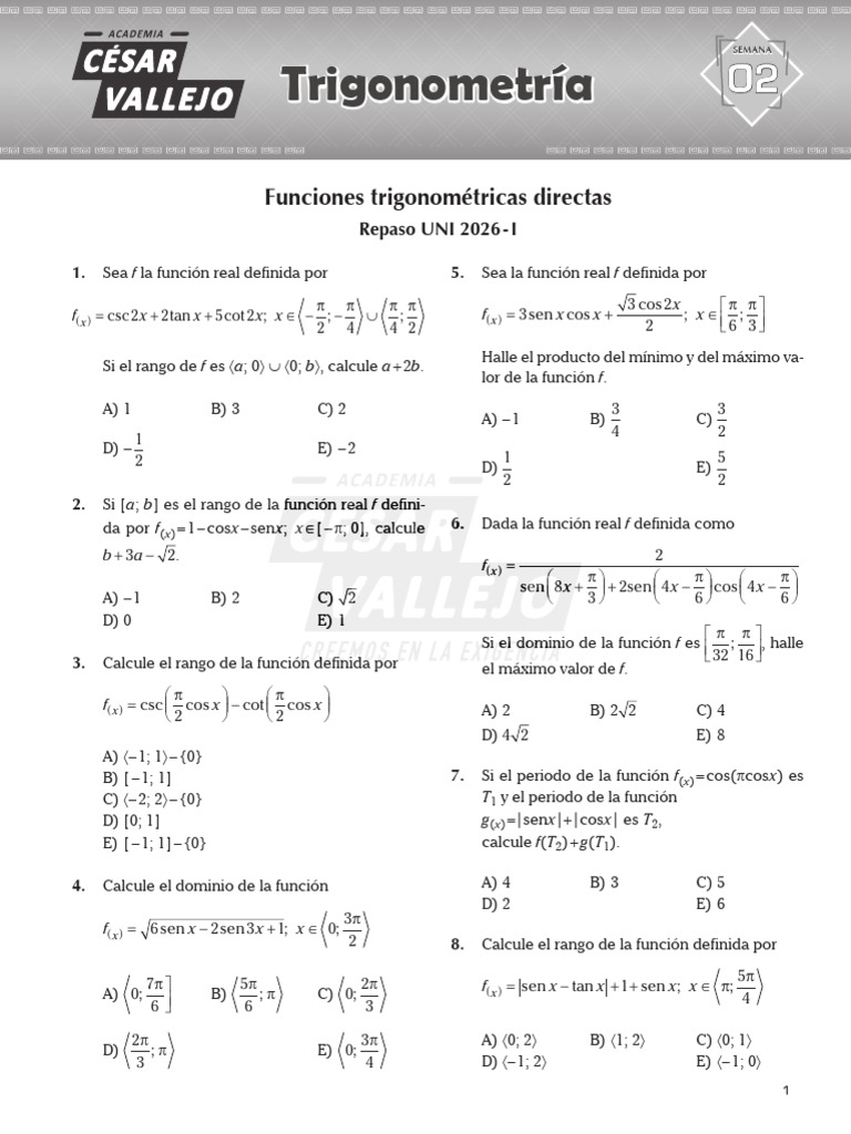 Tr Rcv Sem02 | PDF | Funciones y mapeos | Matemática Elemental