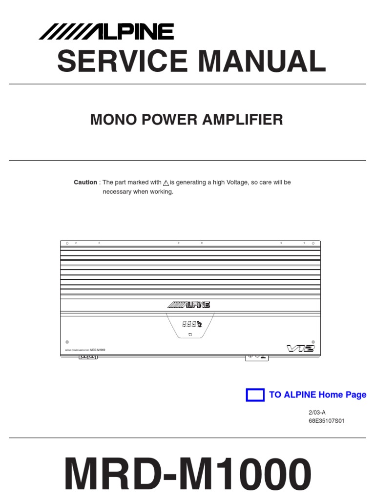 MRD-M1000 Mono Amplifier Manual | PDF | Power Supply | Manufactured Goods