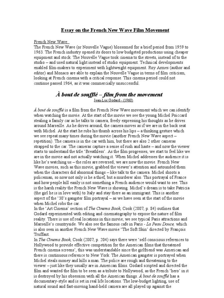 Essay On The French New Wave Film Movement | PDF | Jean Luc Godard | Cinema