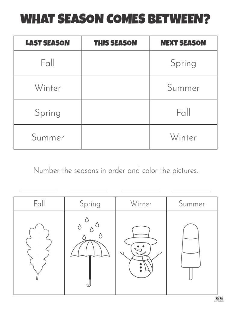 Printable Four Seasons Worksheet 23 | PDF