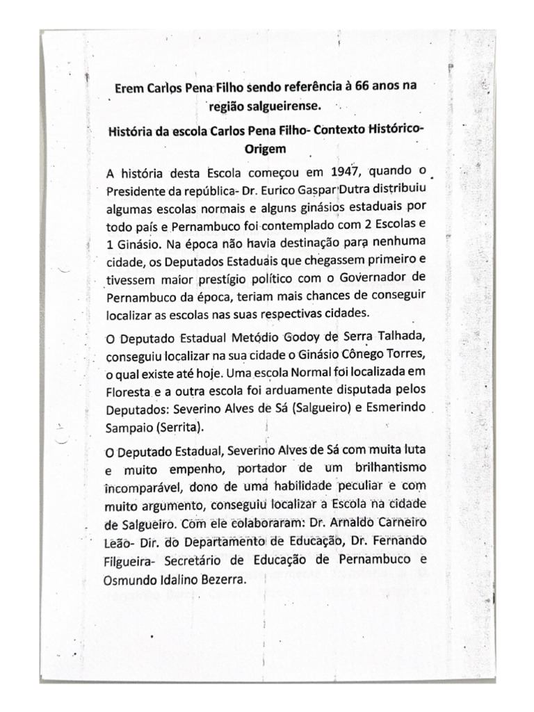 Erem Carlos Pena Filho Sendo Referência À 66 Anos Na | PDF