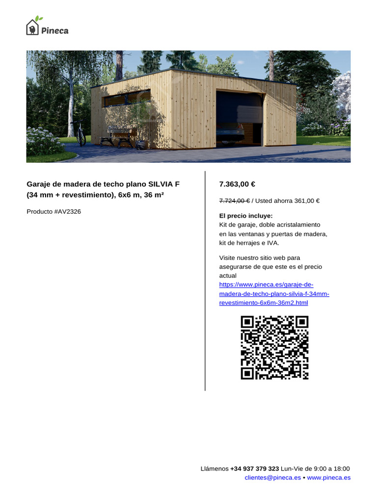 Garaje de Madera Silvia F 6x6 m | PDF