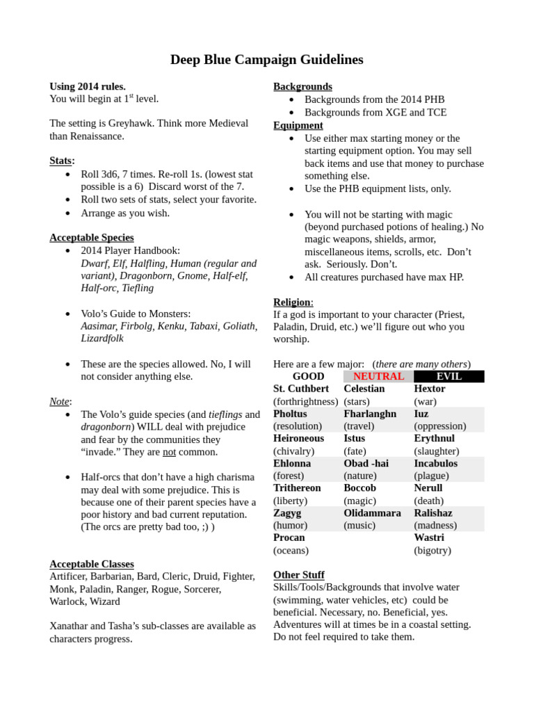 Deep Blue Campaign | PDF | Fantasy Role Playing Games | D20 System