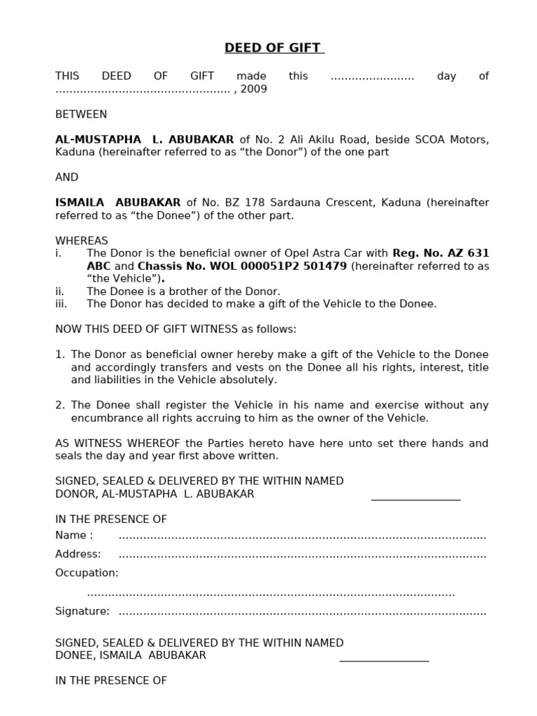 DEED OF GIFT-1 | PDF