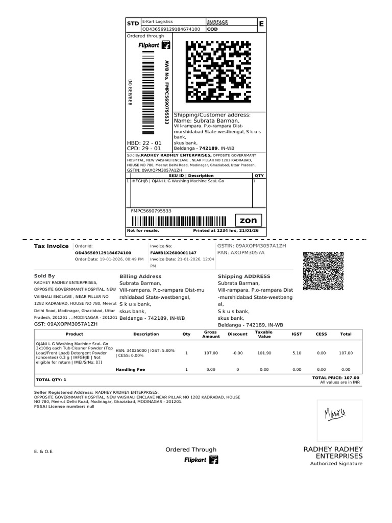 Flipkart Labels 21 Jan 2026-12-34 | PDF | Taxes | Government