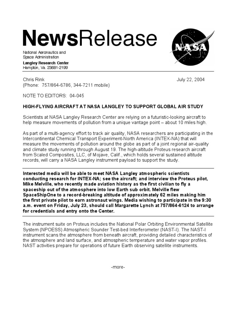 NASA: 71361main 04-045 | PDF | Nasa | Atmosphere Of Earth