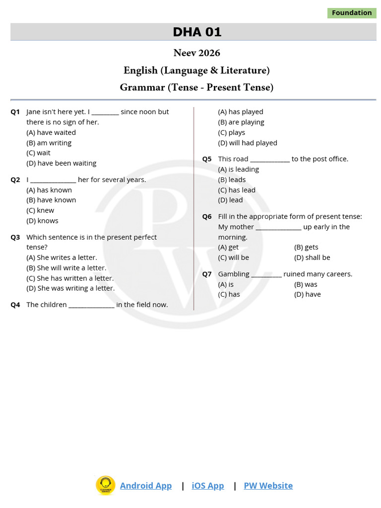Present Tense Grammar Exercises | PDF | Linguistics