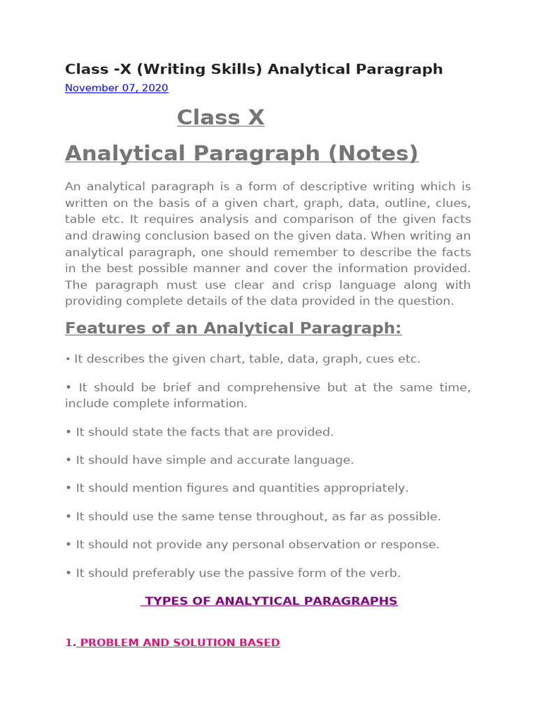 Class X ANALYTICAL PARAGRAPH | PDF | Pollution | Smoke
