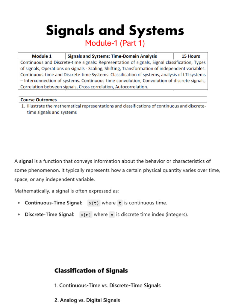 Module 1 SS Part 1_Signals | PDF | Amplitude | Sampling (Signal Processing)