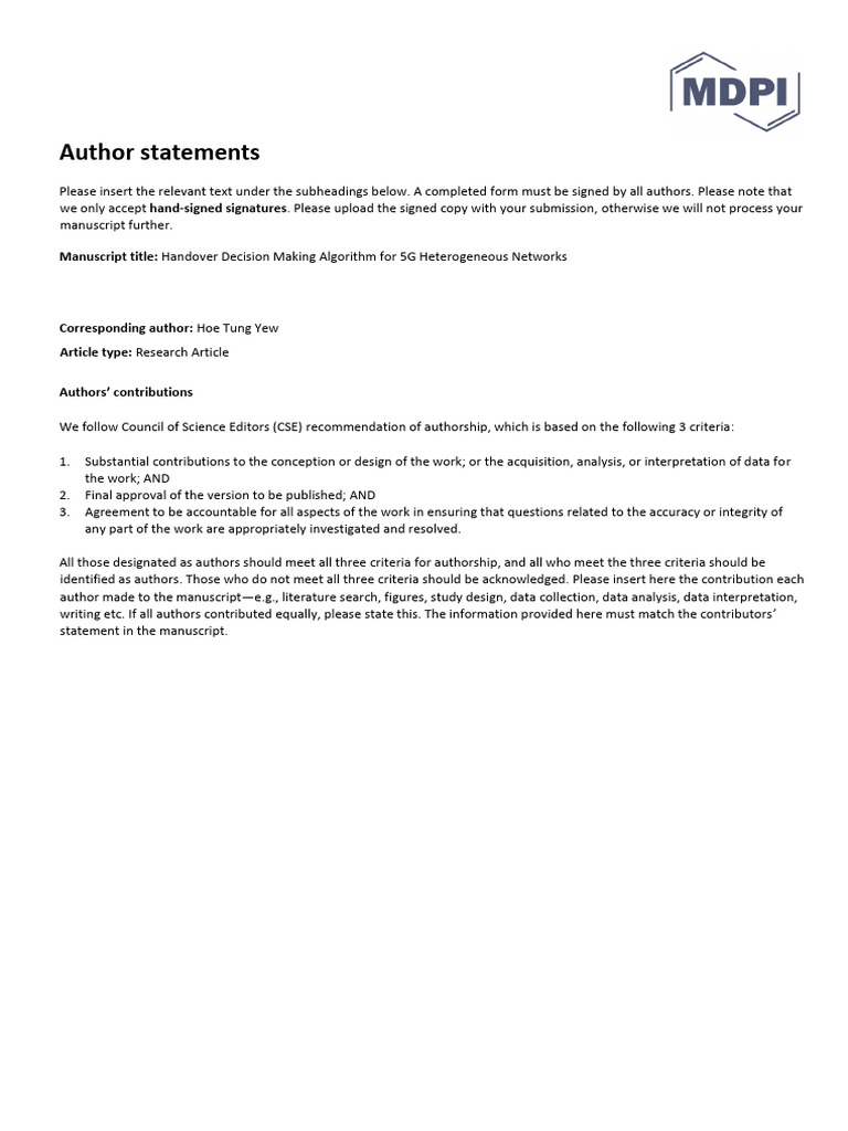 Author Contributions and Conflicts 5G Research | PDF | Information Science