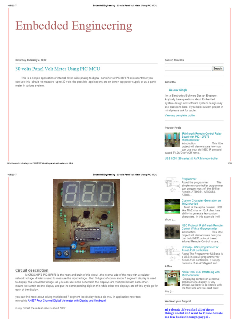 Embedded Engineering _ 30 Volts Panel Volt Meter Using PIC MCU | PDF ...