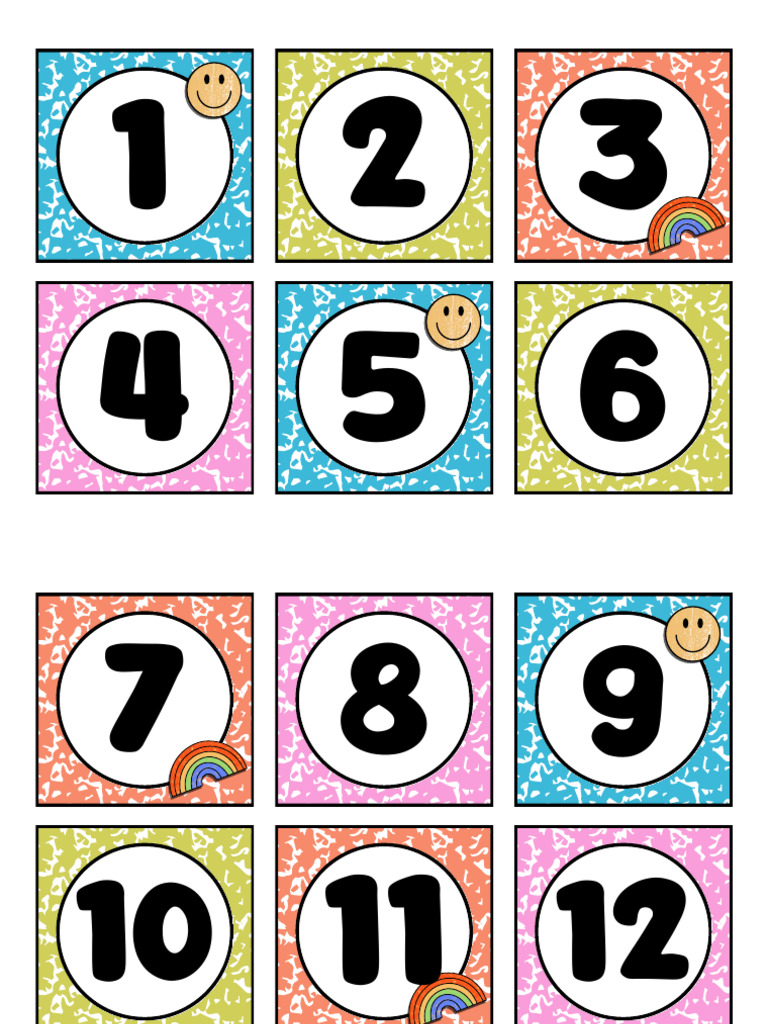 Fun Composition Notebook Classroom Numbers Document in Colorful Style | PDF