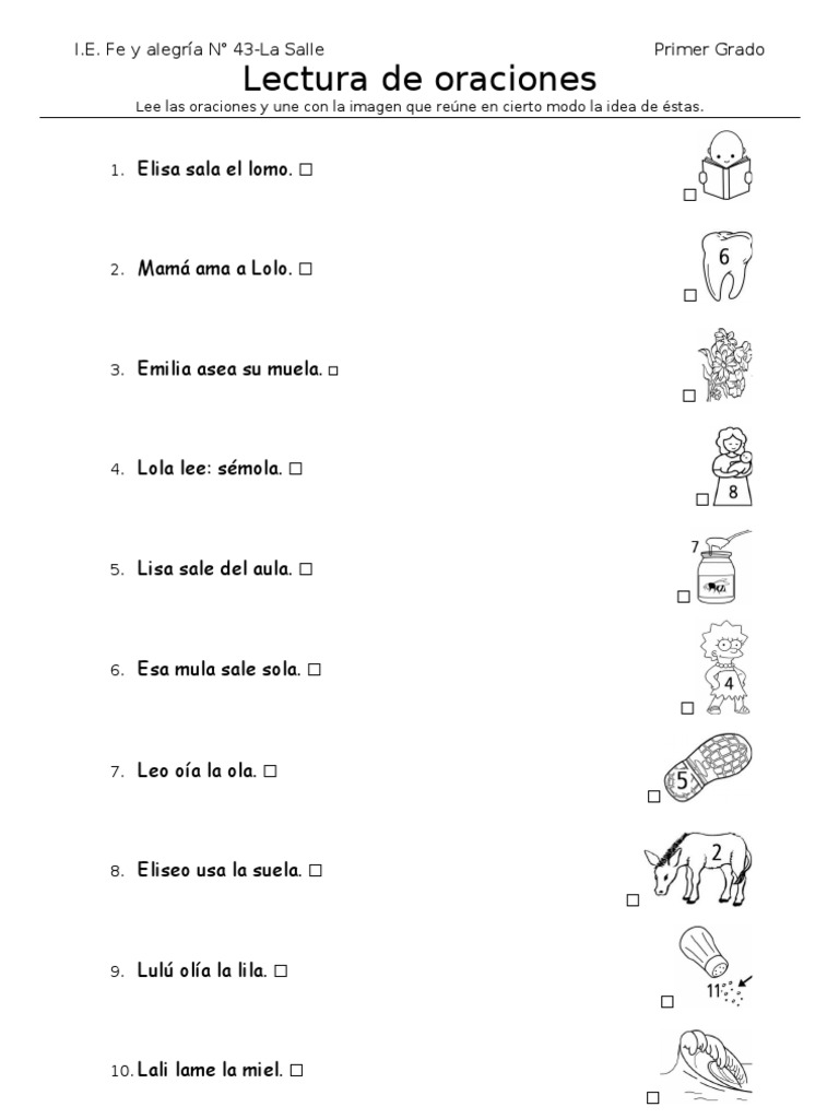 Lectura de Oraciones Con Ele | PDF | Artes del Lenguaje y Comunicación ...
