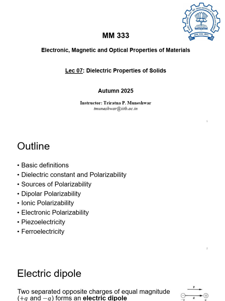Dielectric Properties of Solids Explained | PDF | Dielectric | Dipole
