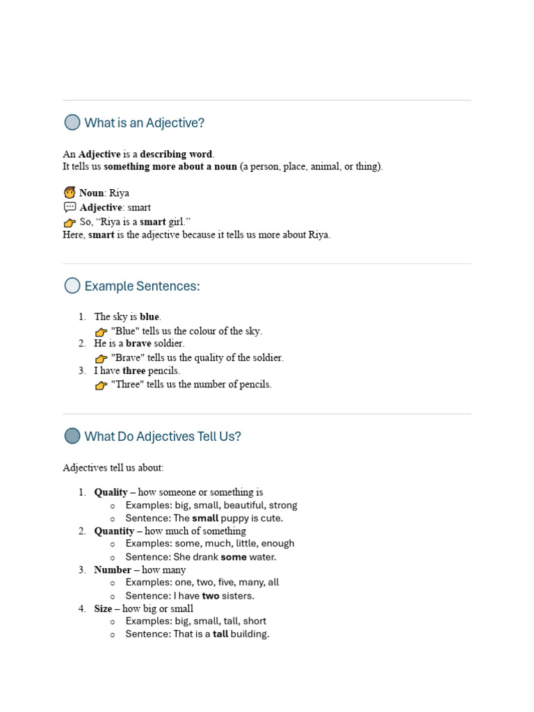 Understanding Adjectives: Types & Uses | PDF | Adjective | Adverb