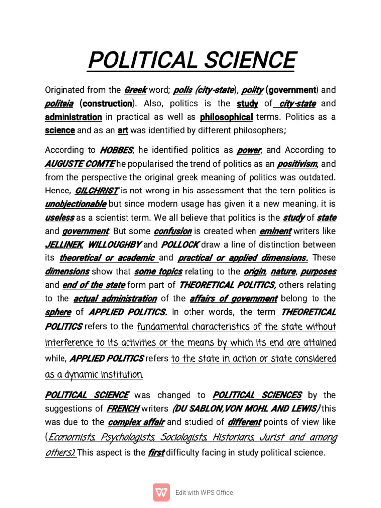 Brief Note on POL 101 PART 1 | PDF | Science | Knowledge