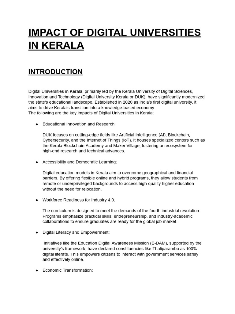 Impact of Digital Universities in Kerala | PDF | Knowledge Economy ...