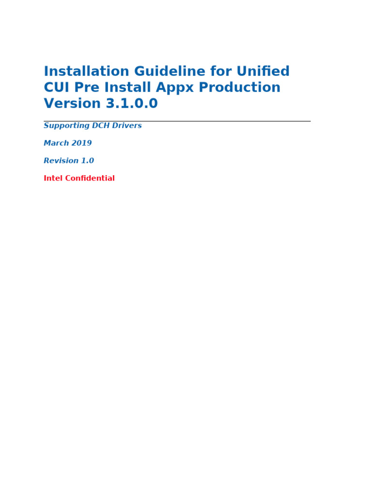 Installation Guideline for Unified CUI Pre Install Appx Version 3_1_0_0 ...