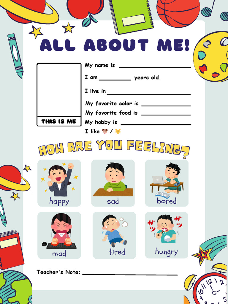 All About Me: Student Introduction Template | PDF