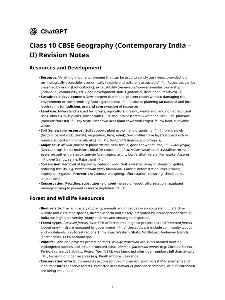 Resources and Development in India | PDF | Soil | Forests