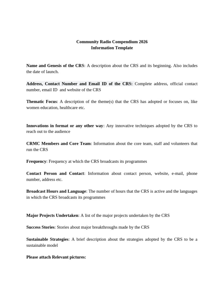 CR Compendium 2026 Info Template | PDF