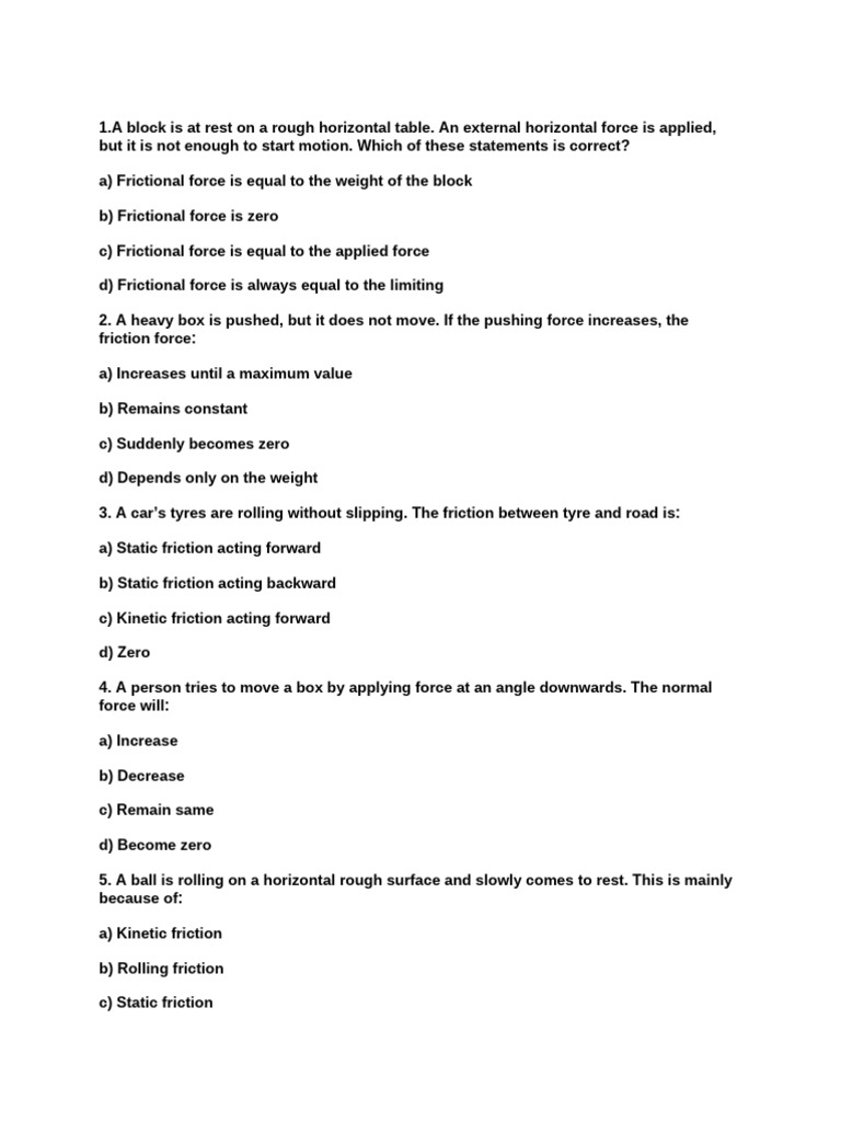 Understanding Friction and Forces | PDF | Friction | Force