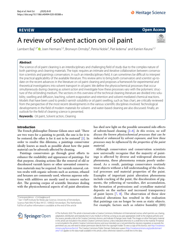 Solvent Effects on Oil Paint Cleaning | PDF | Paint | Polymers