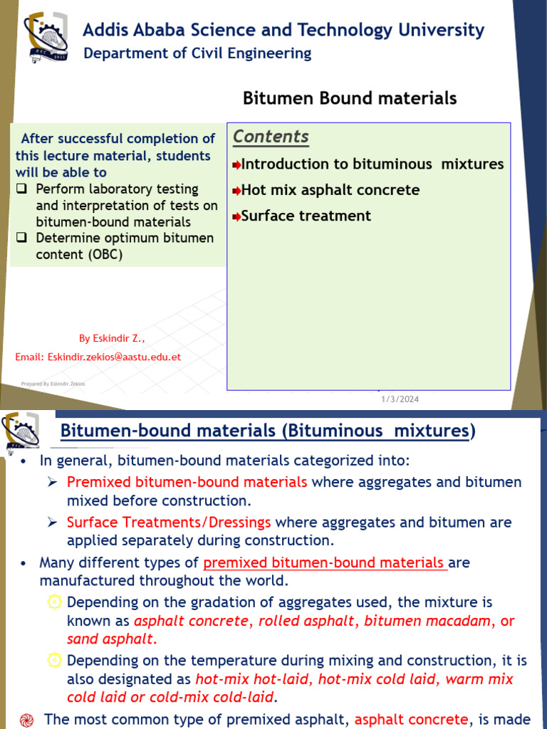 Bitumen Mix Design Fundamentals | PDF | Concrete | Construction Aggregate