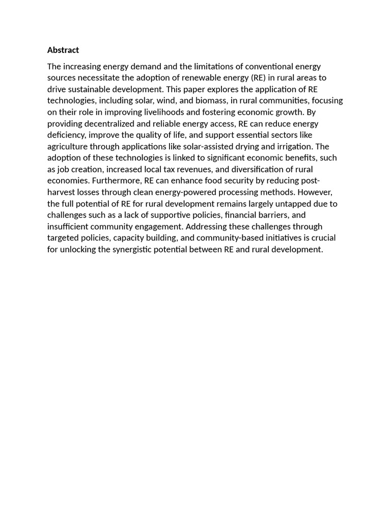 Renewable Energy and Its Application in Rural Developmen1 | PDF | Wind ...