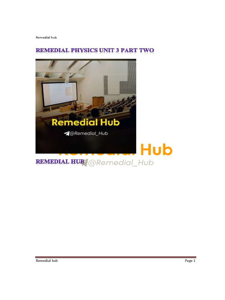 Remedial Physics Chapter 3 | PDF