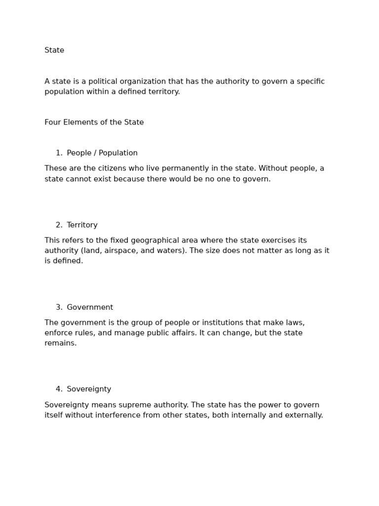 Understanding the Elements of a State | PDF