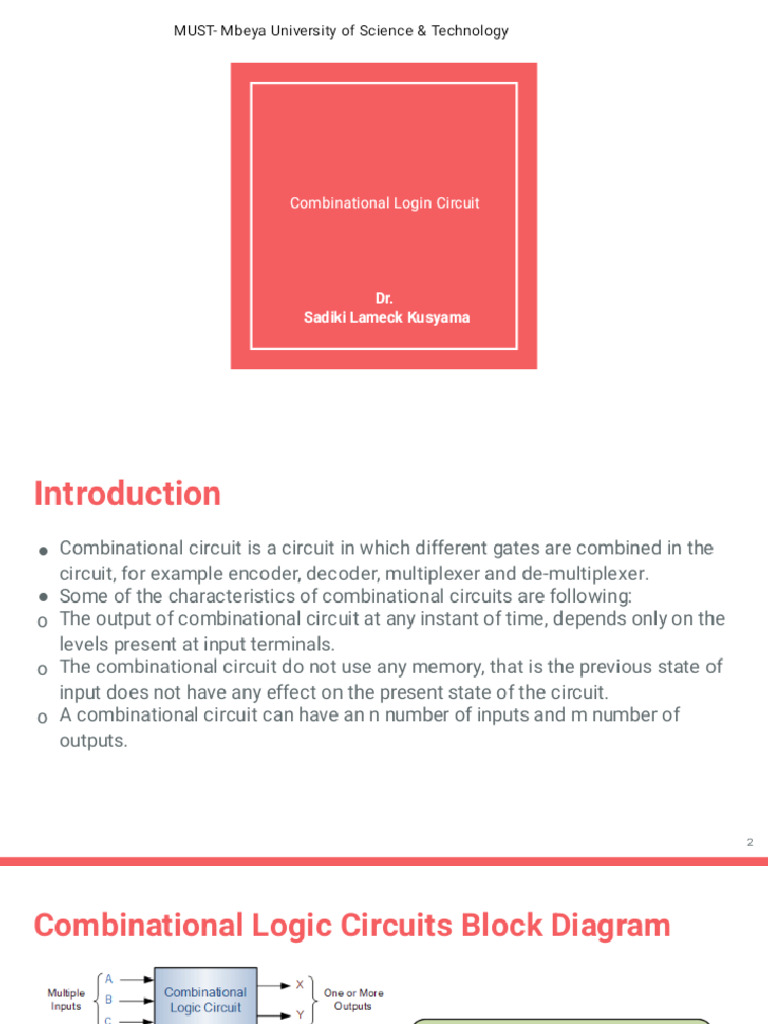Lecture1 Combinational Logic Circuit PPT Phoenix | PDF