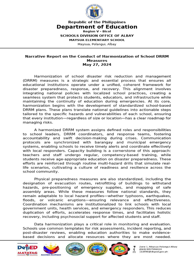 Harmonizing School DRRM Measures in Albay | PDF | Emergency Management ...