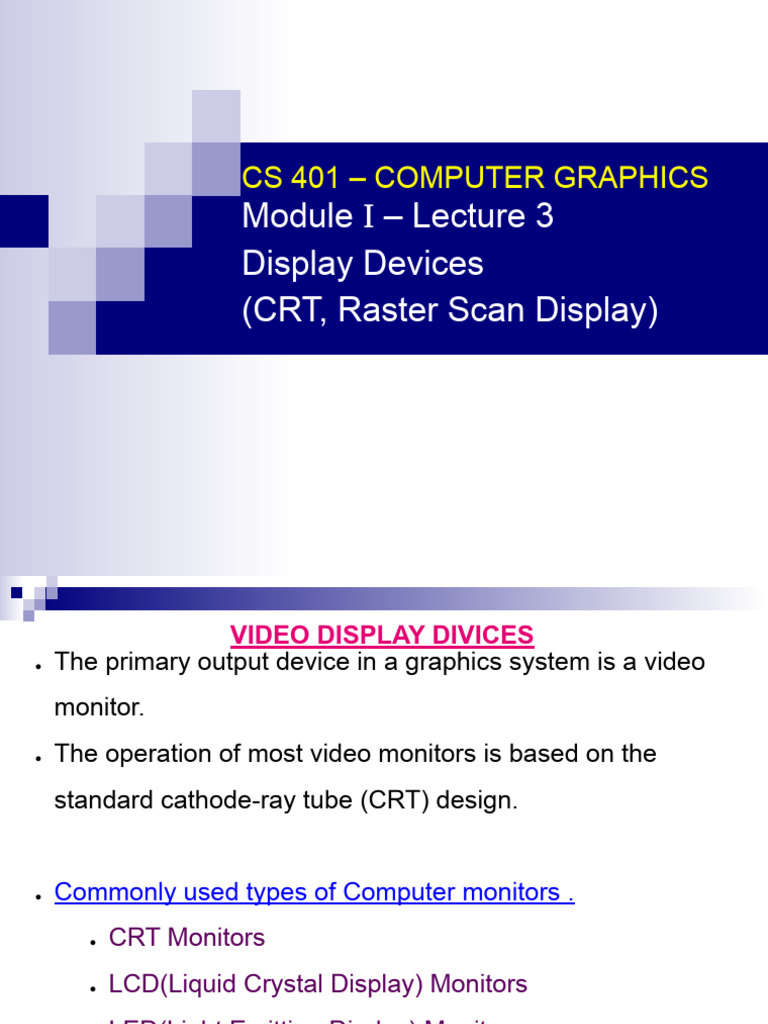Computer Graphics: CRT Display Devices | PDF | Pixel | Computer Monitor