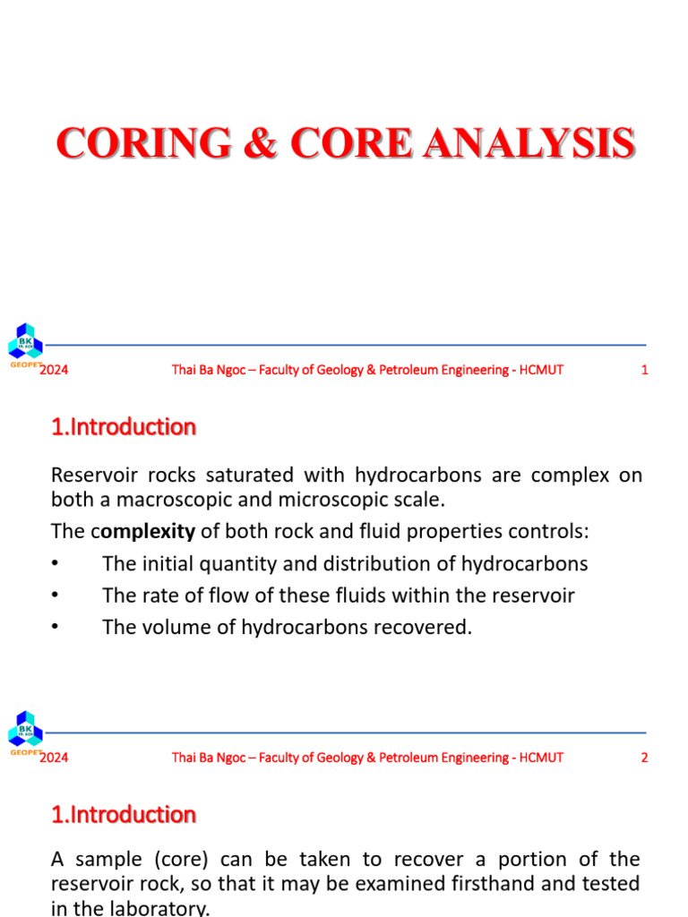 Coring Core Analysis | PDF | Porosity | Petroleum Reservoir